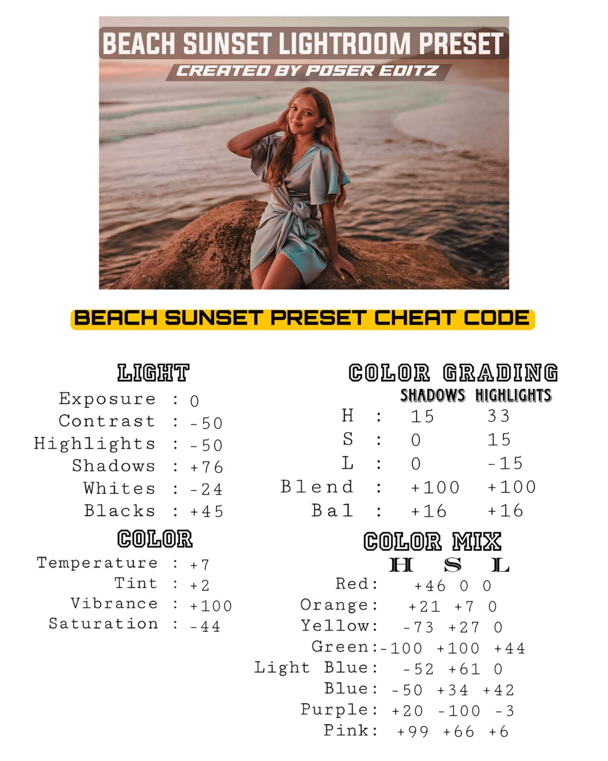 BEACH SUNSET LIGHTROOM PRESET DOWNLOAD FOR FREE - Poser Edtiz